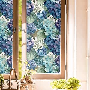 Amazon.com: Watercolor Hydrangea Flower Boho 16“x118 Window Films ...