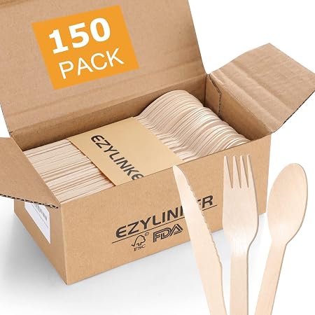 Amazon.com: PURPLECLAY Disposable Wooden Utensils Set 360 PCS (120 ...