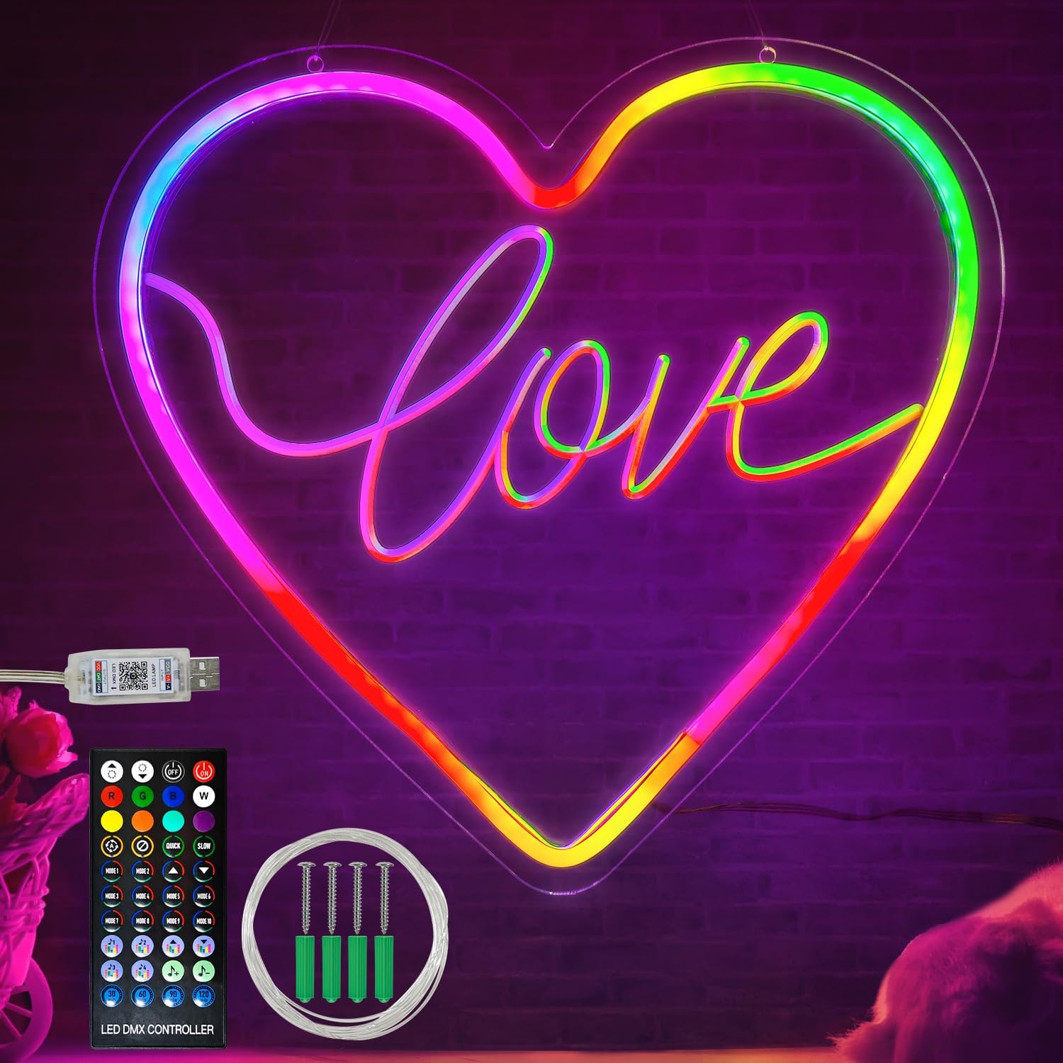 Amazon.com: HUIYGDOD Valentines Day Neon Sign for Wall Decor, 12.6×11.8 ...