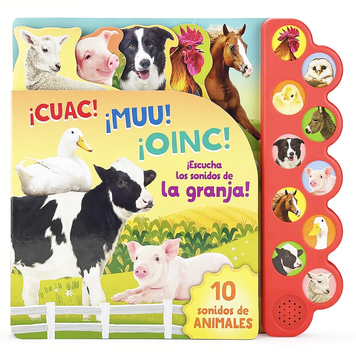 Libro infantil con 10 Sonidos de animales de la Granja / ¡Cuac Muu Oinc ...
