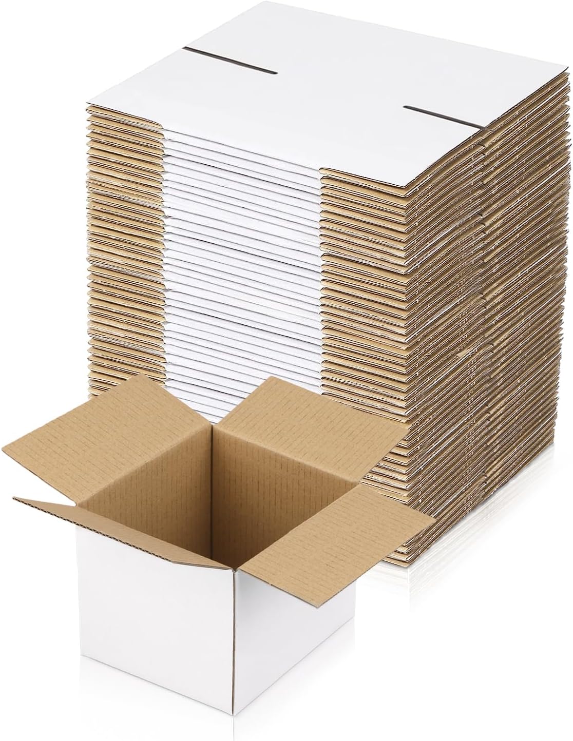 Amazon.com: 4x4x4 Inch Shipping Boxes 50 Pack, White Corrugated Box ...