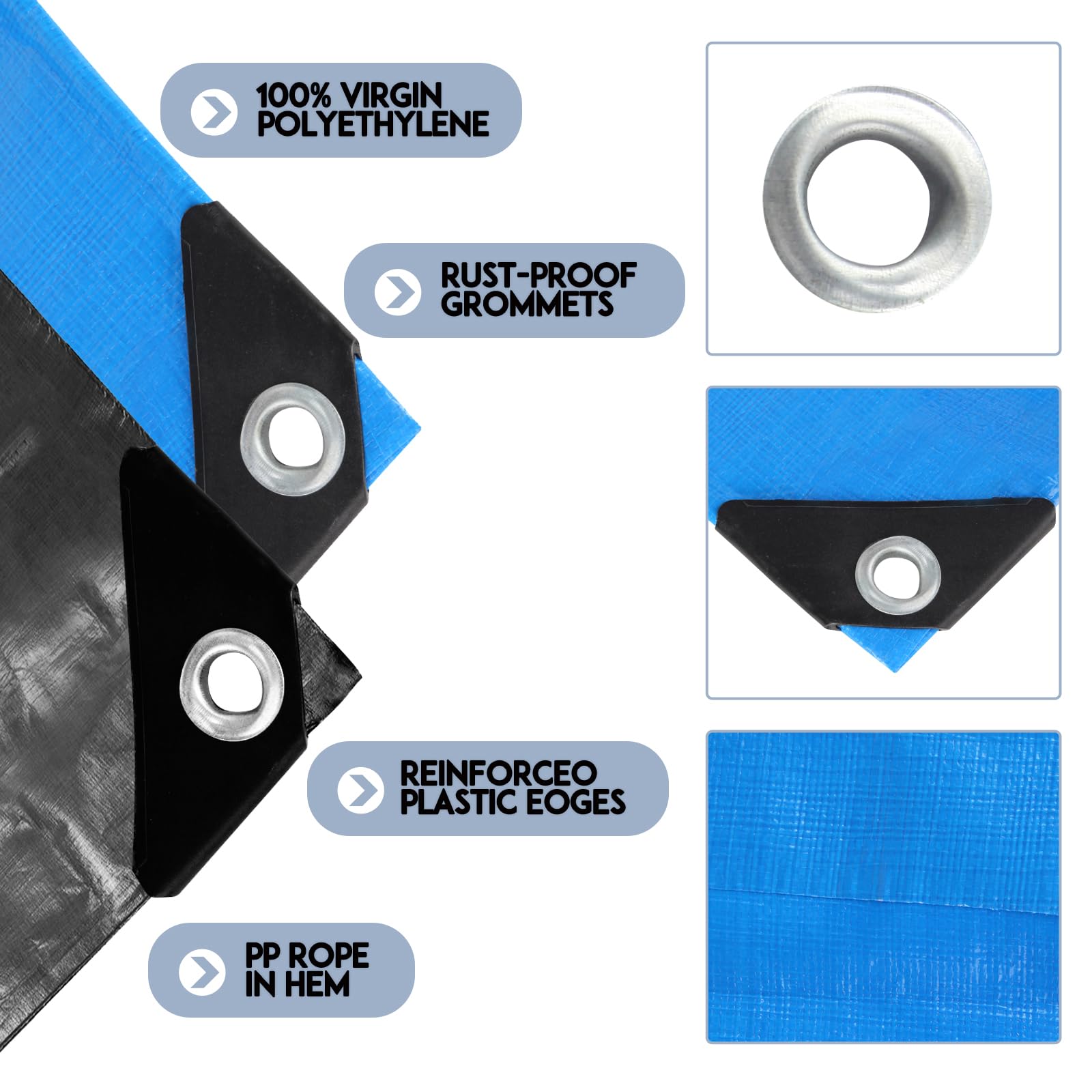 Snapklik.com : CSMEN Tarp Heay Duty Waterproof 6x6ft,(Blue+Black) Tarp ...