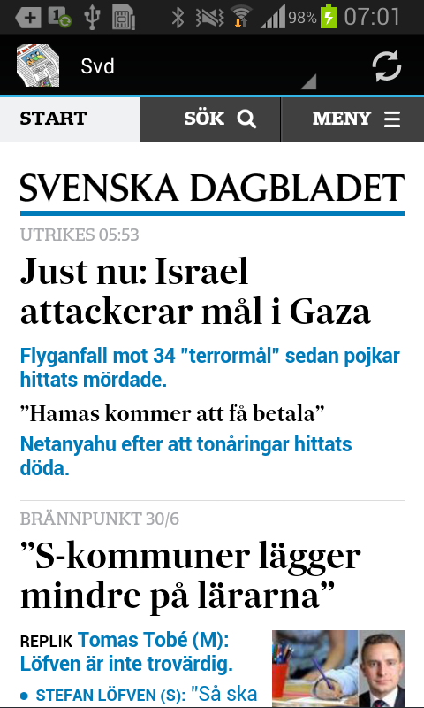 Aplicación Svenska Tidningar en Amazon Appstore
