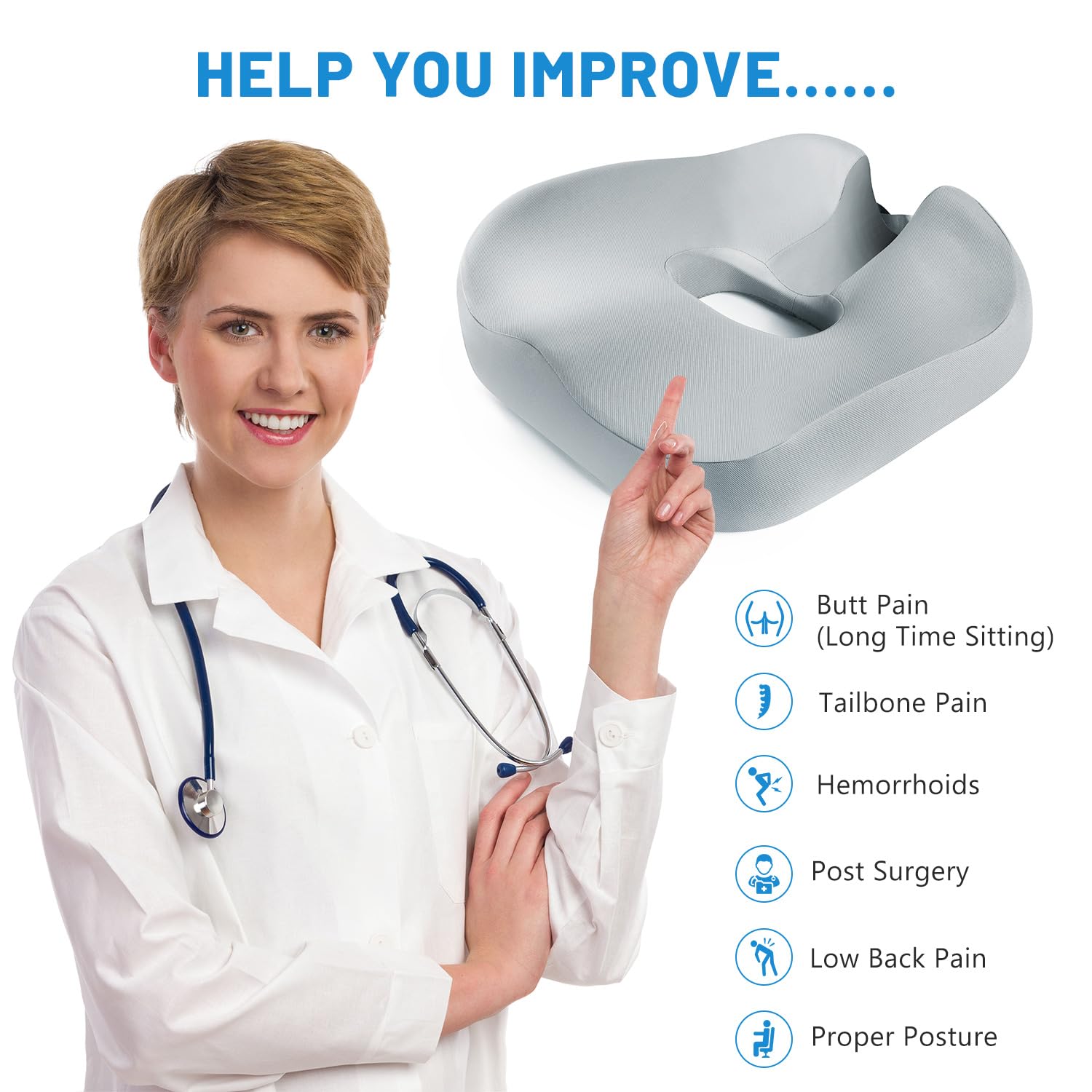 Snapklik.com : Anzhixiu Donut Pillows,Tailbone Pain Relief Cushion ...