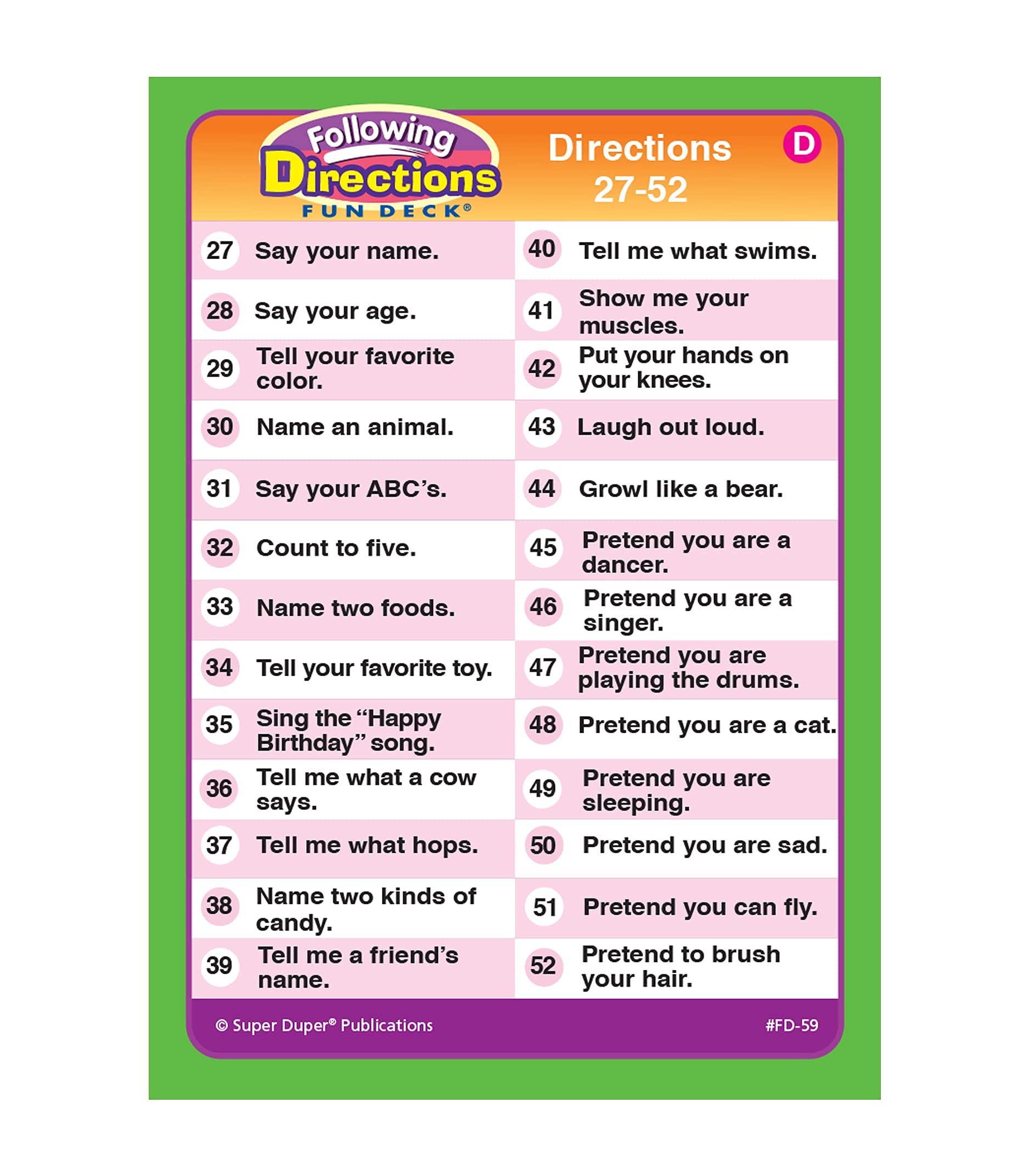Buy Super Duper Publications | Following Directions Fun Deck Flash ...