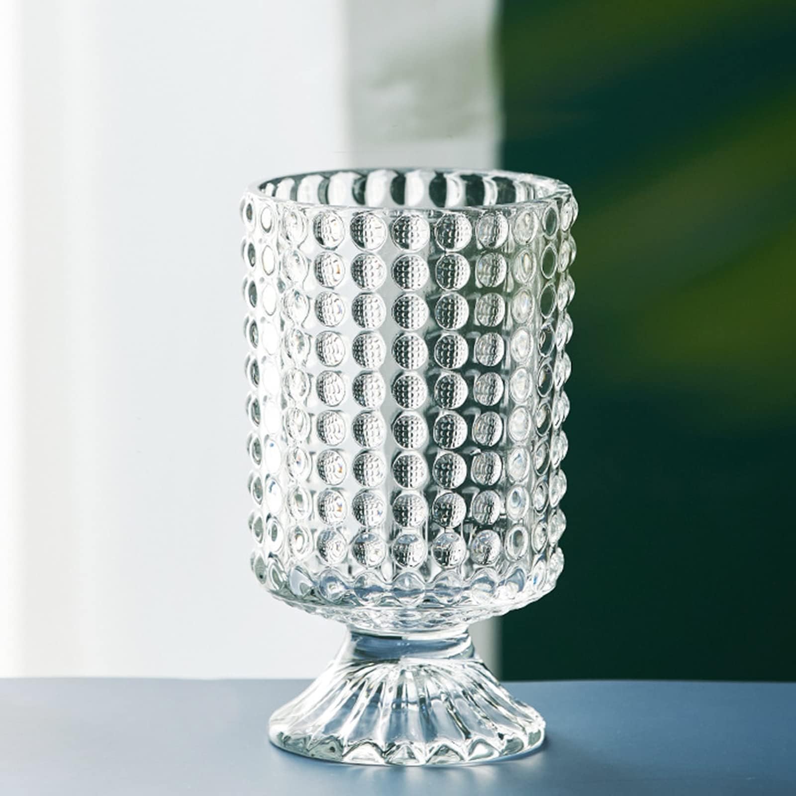 Amazon.com: Glass Vase, Embossed Big Base Vase, Flower Vase Decorative ...