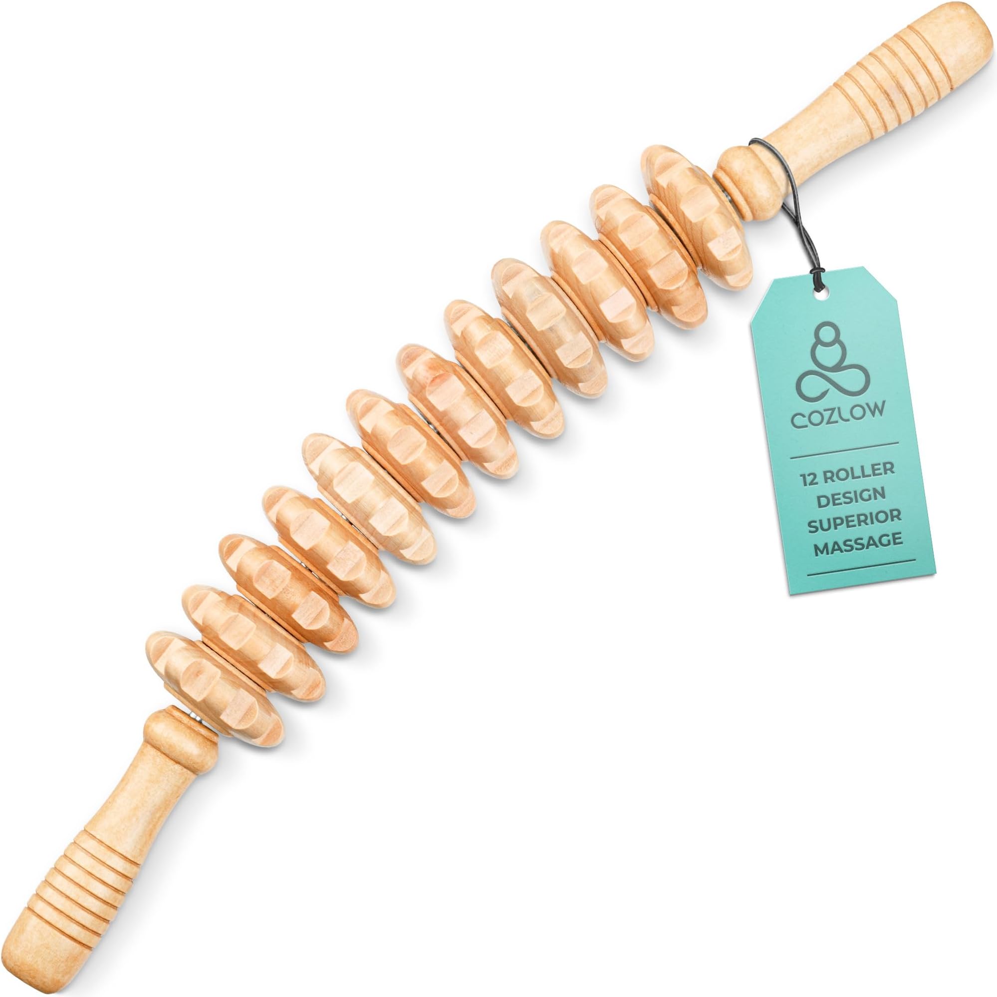 Amazon.com: Wooden Massage Roller Stick (12 Rollers) - Curved Wood ...