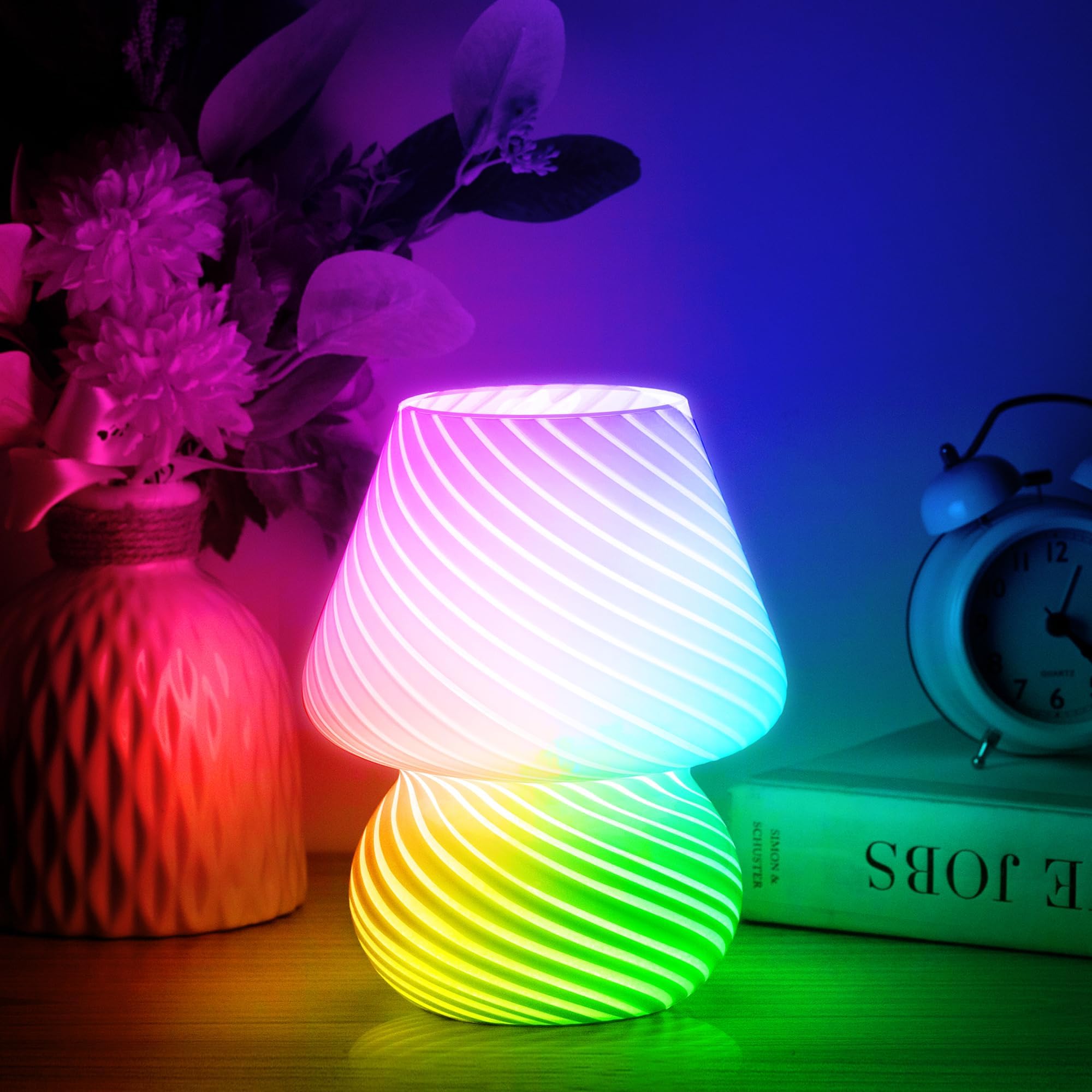 Smart LED RGB Glass Mushroom Table Lamp With USB Murano Vintage Style ...
