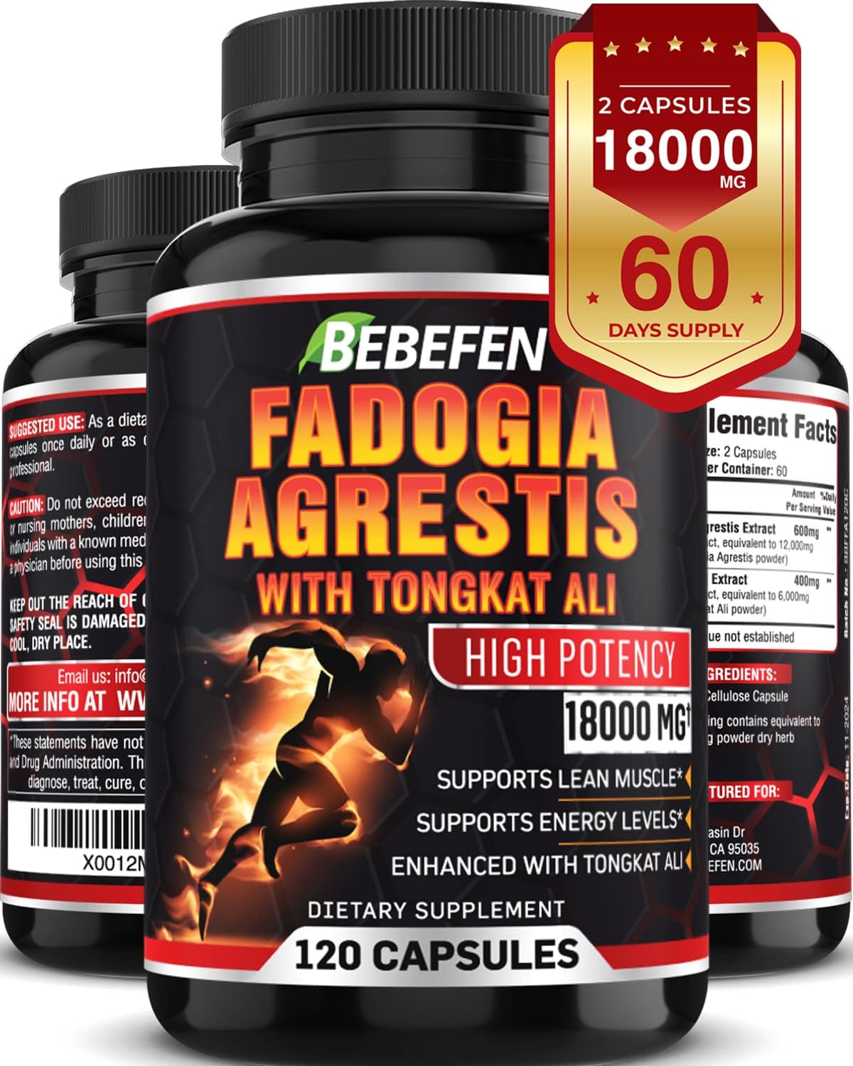 Fadogia Agrestis Extract with Tongkat Ali for Men 18000mg Per Serving ...