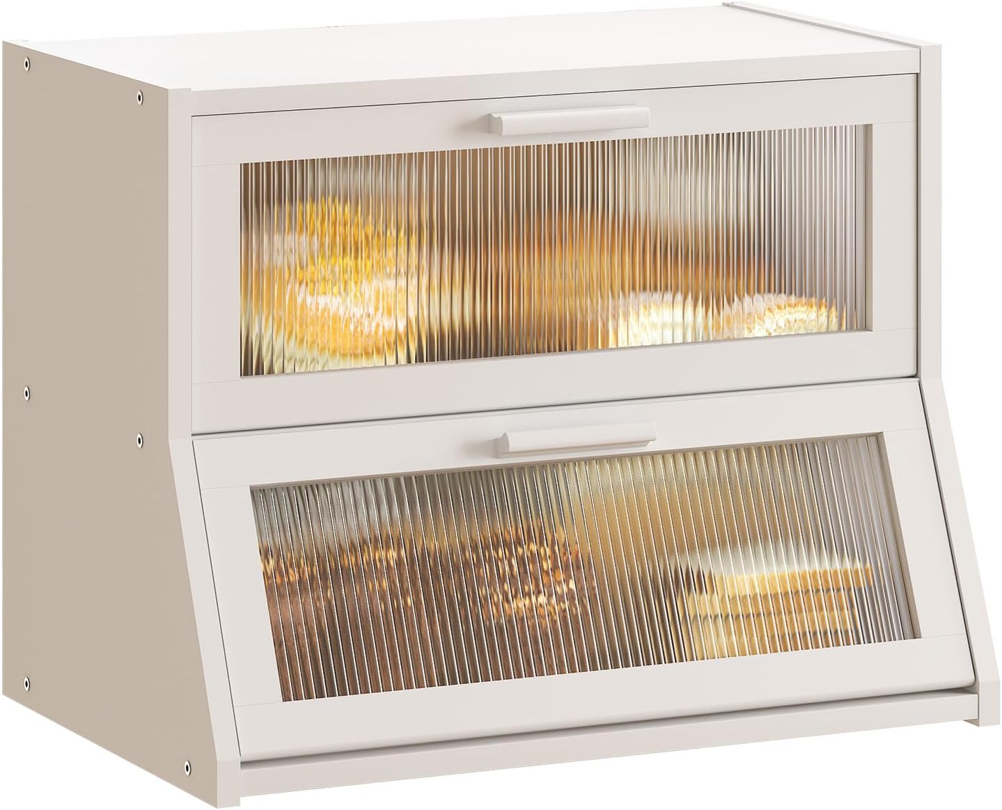 Amazon.com: GHWIE Double Layer Bamboo Bread Box for Kitchen Counter ...