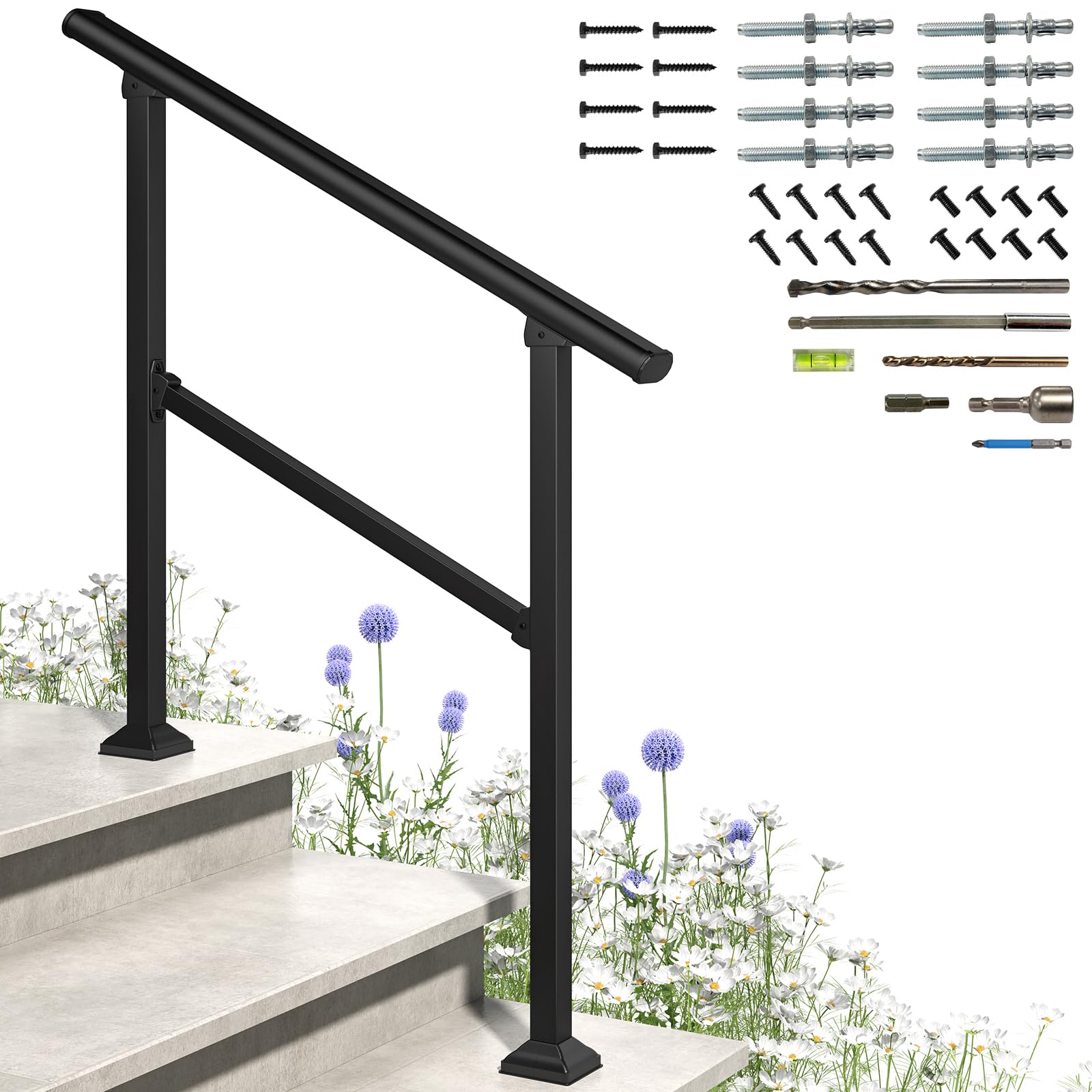 Snapklik.com : Hand Rails For Outdoor Steps, 3 Step Handrail, Outdoor ...