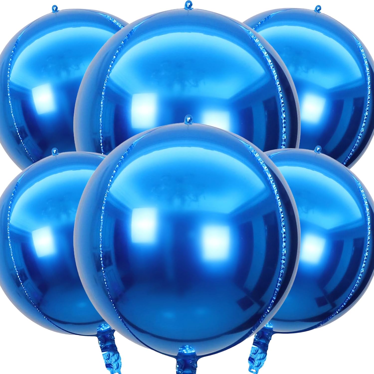 Amazon.com: WEIKA Blue Metallic Balloons, 6 Pcs 22 Inch 4D Round Mylar ...