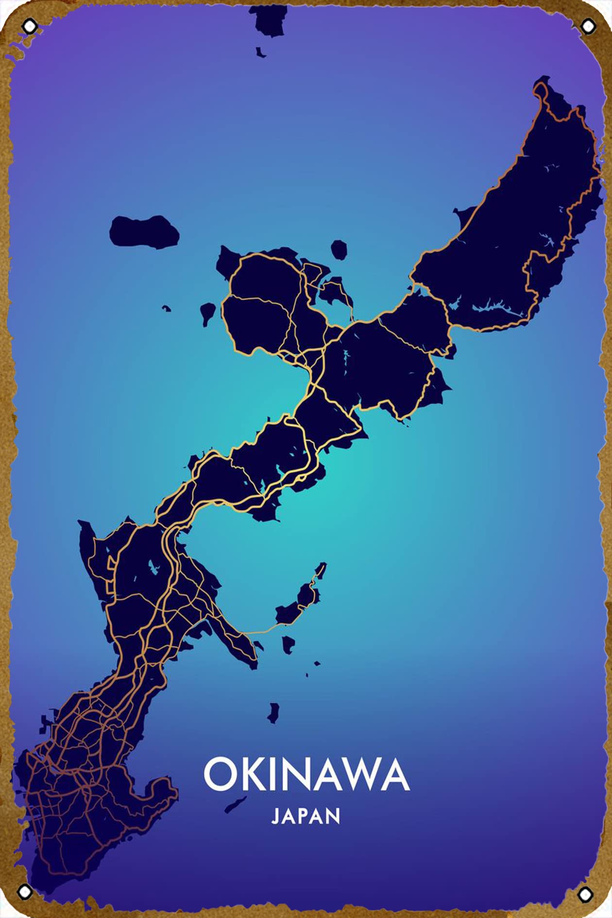 Amazon.com : Okinawa Map Poster Metal Tin Sign Wall Art Decor for ...