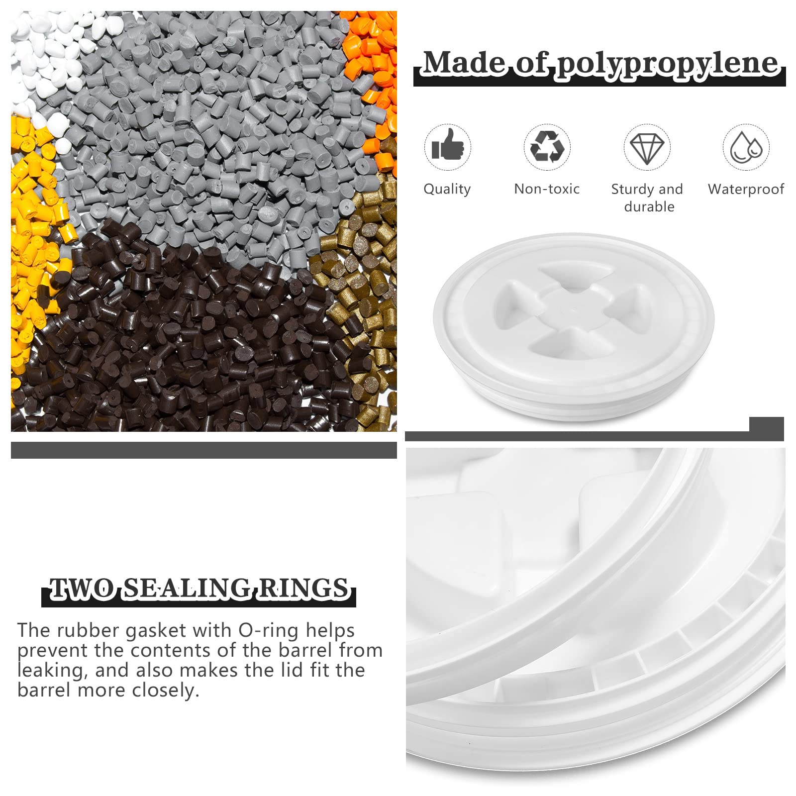 Gamma Lids 5 Gallon Food Grade 6 Pieces 5 Gallon Bucket Lids Plastic ...