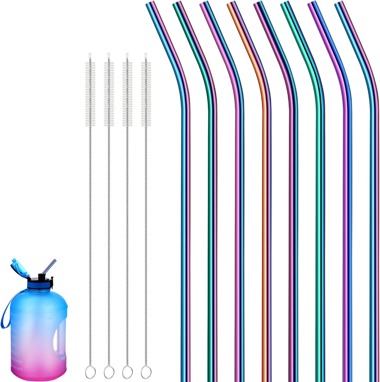 Amazon.com: Hiware 12-Pack Rainbow Metal Straws Reusable with Case ...
