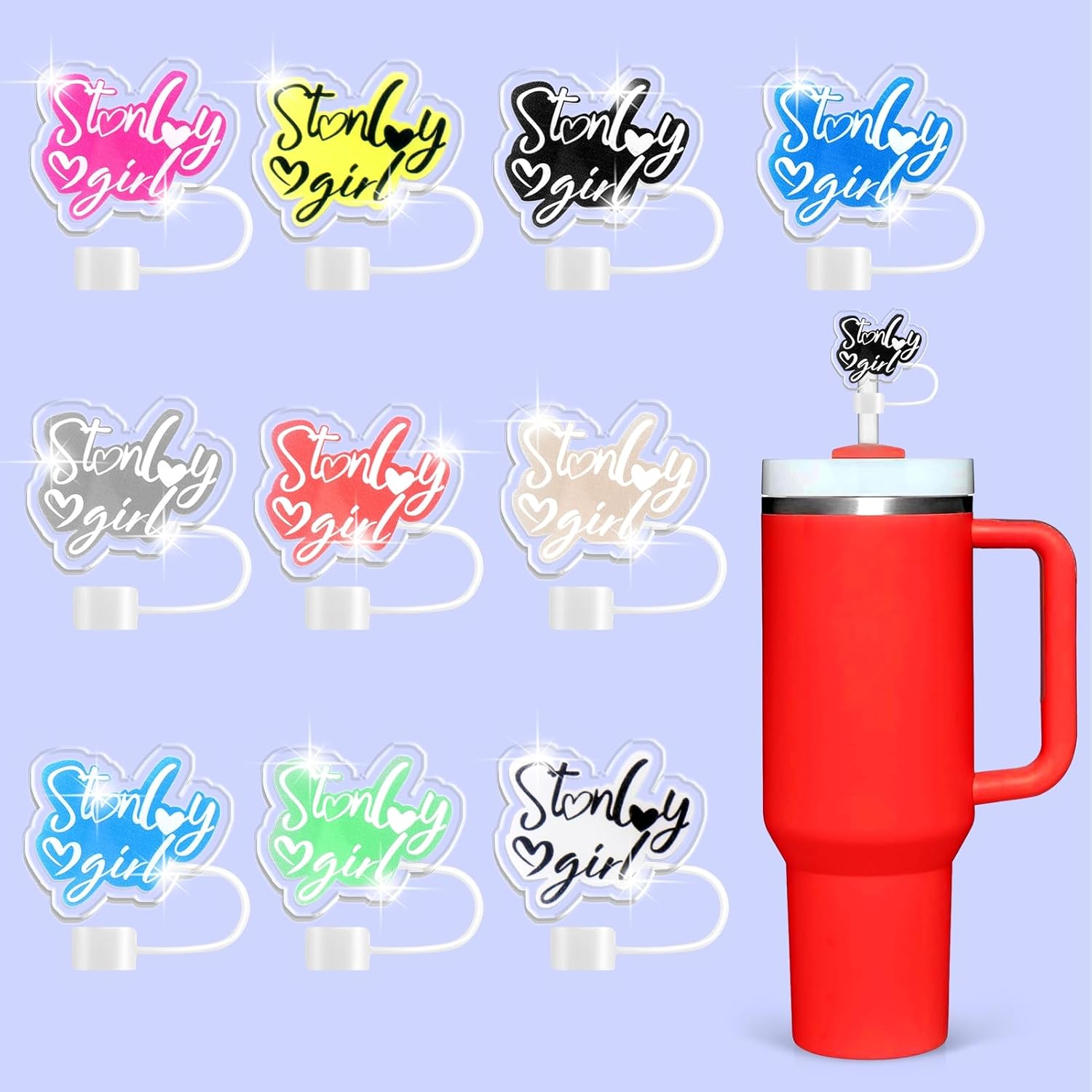 Amazon.com: Mity rain 10PCS Acrylic Straw Cover Caps for Stanley Girl ...
