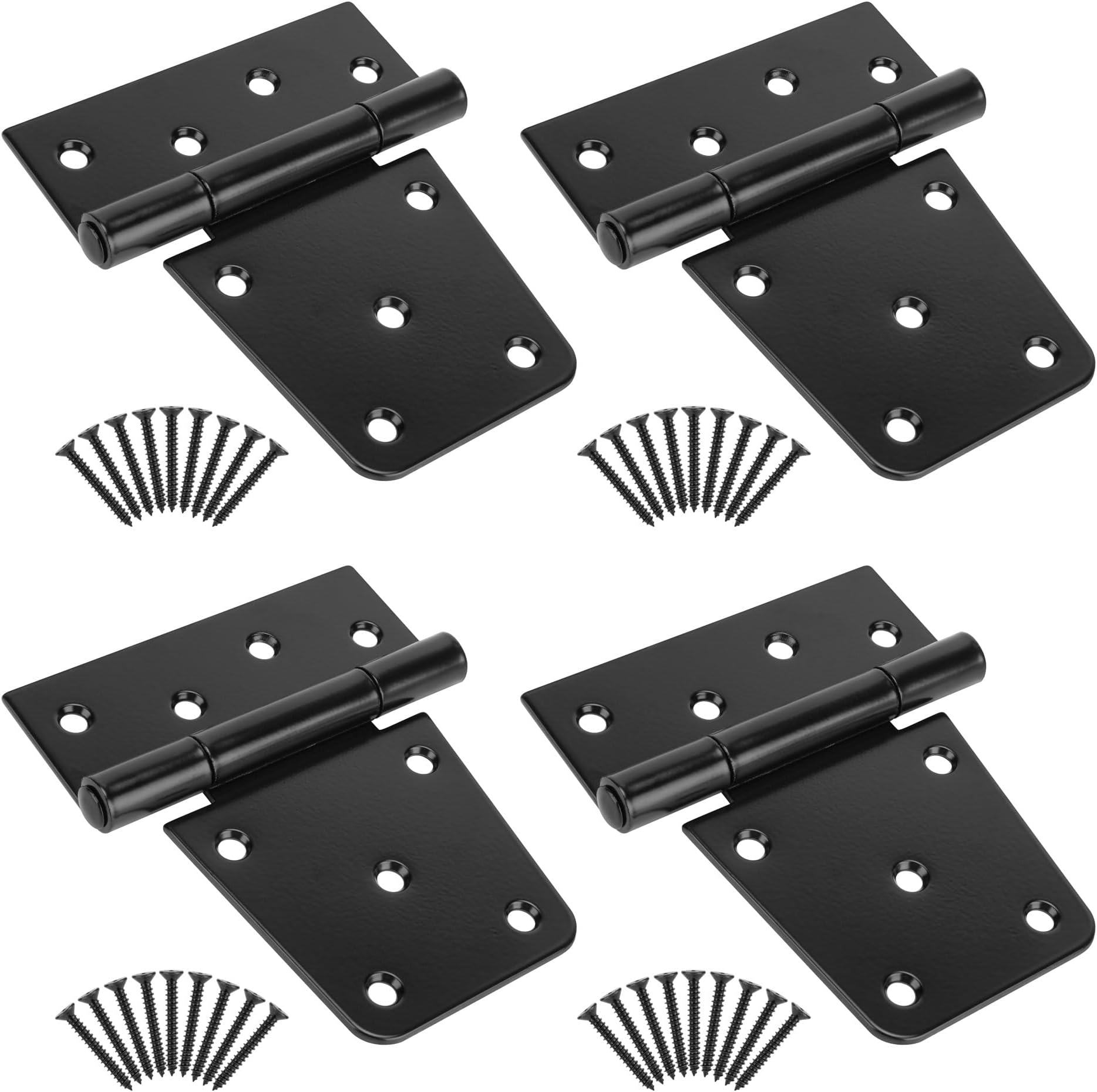 SANKINS 3-1/2" Heavy Duty Gate Hinges, Black Iron Door Hinges with Screws, Durable Gate Strap ...