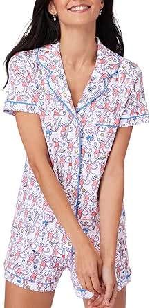 Zelbuck Womens Pajamas Set Trendy 2 Piece Button Down Monkey Shorts Set ...