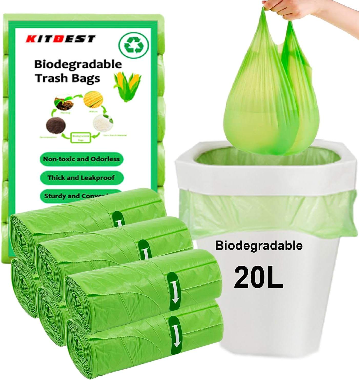 25 Litre x 100 Compostable Caddy Bags - Kitchen Food Waste Compost ...
