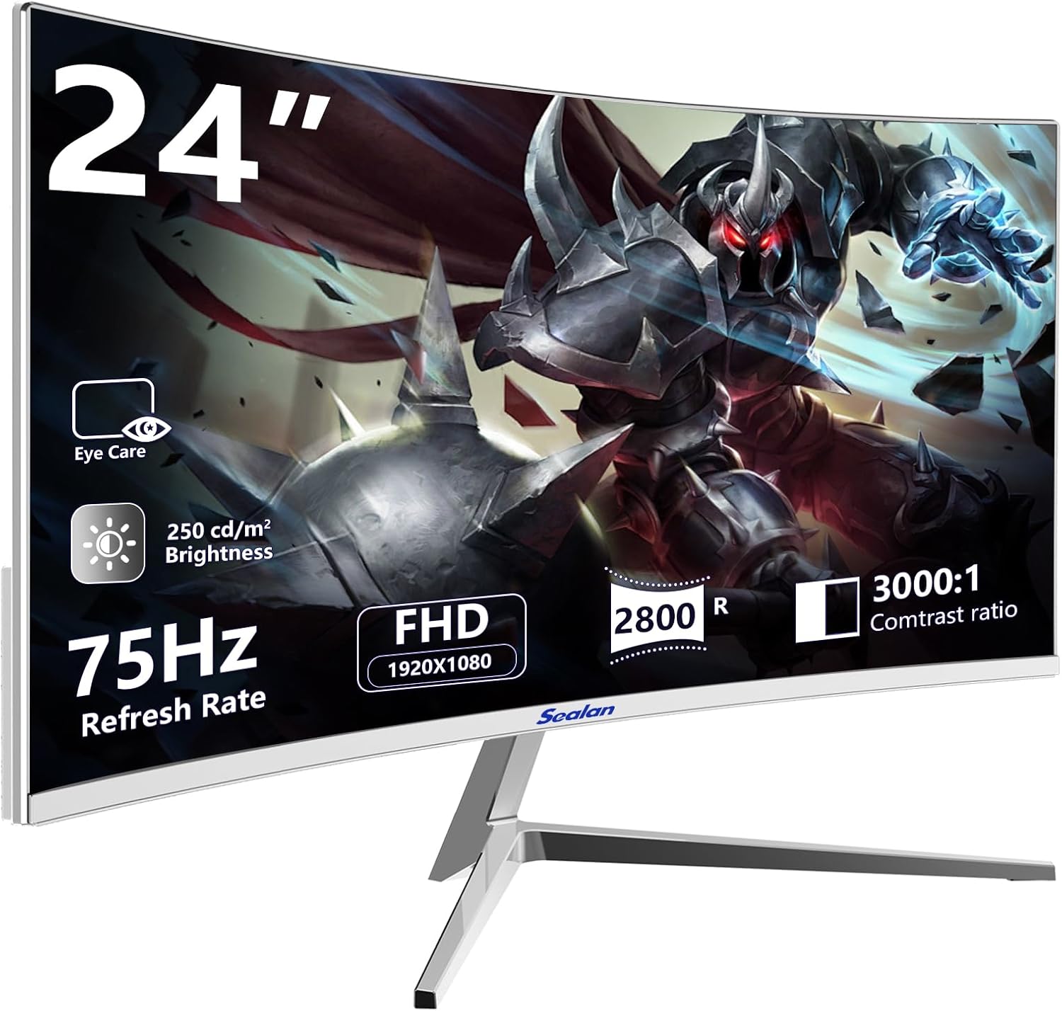 24 inch Curved Gaming Monitor 75Hz Refresh Rate 16:9 Aspect Ratio ...