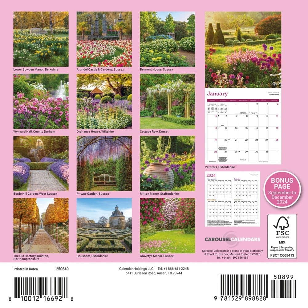 Amazon.com: Carousel Calendars, Gardens 2025 Mini Wall Calendar ...