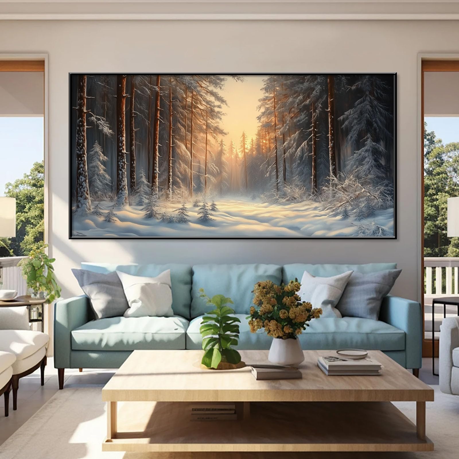 Amazon.com: Mystic Winter Forest Canvas Wall Art, Winter Forest Wall ...