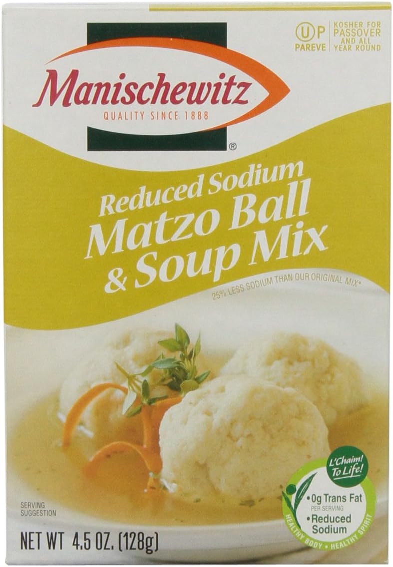 Amazon.com : Manischewitz Reduced Sodium Matzo Ball & Soup Mix, 4.5 oz ...
