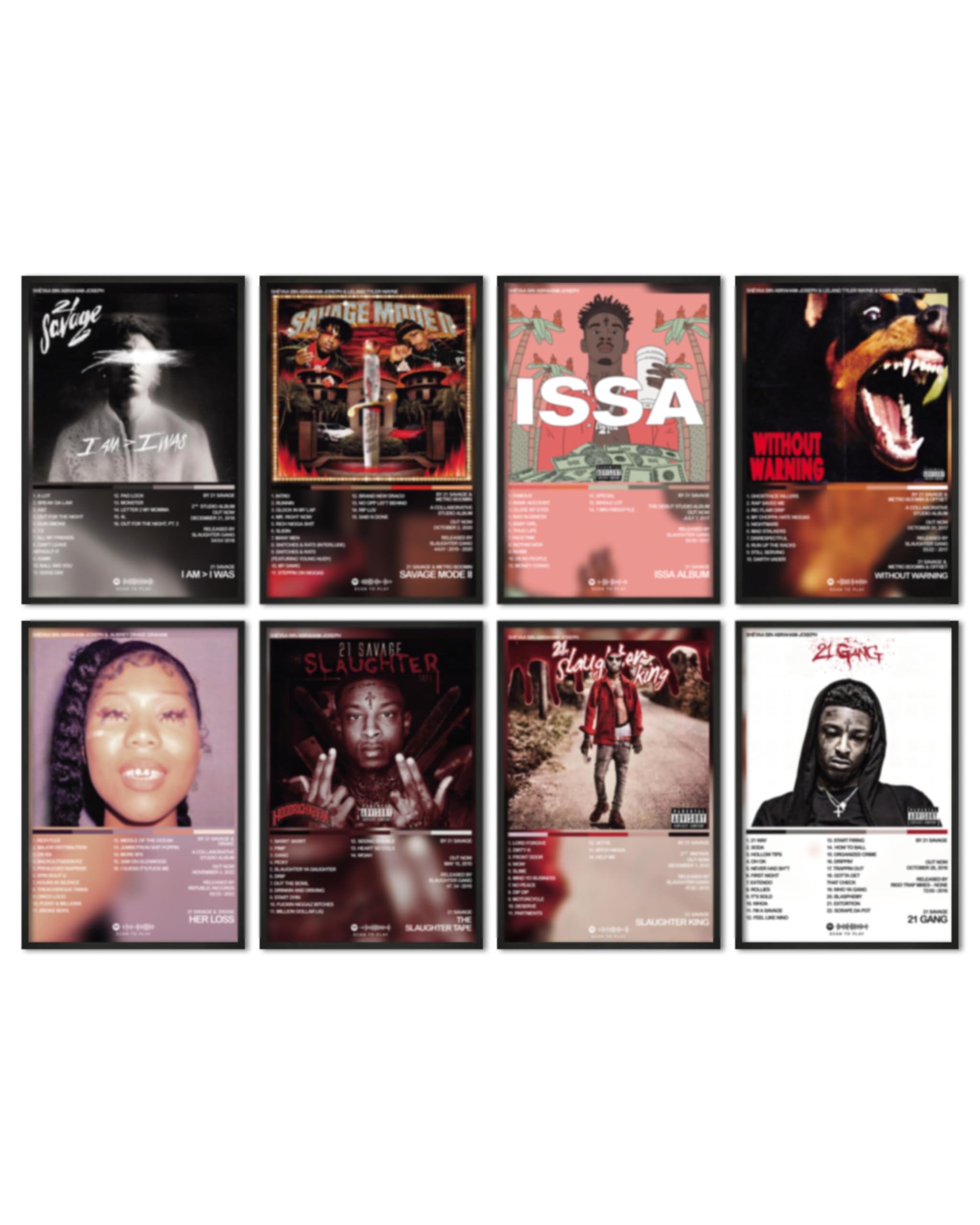 Amazon.com: Hip-Hop 21 Savage Poster Album Cover Posters – Set of 8 ...