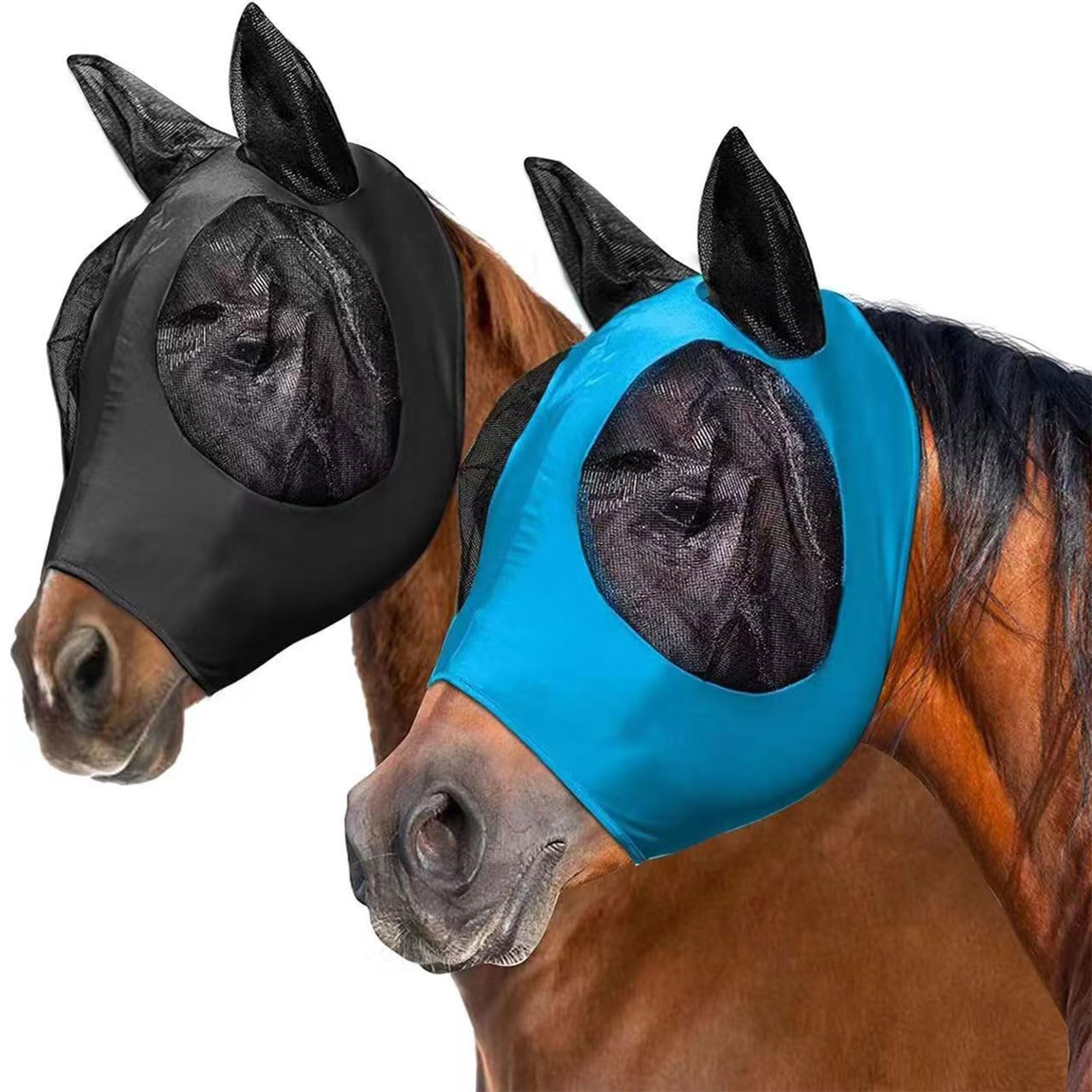 Amazon.com: 2pc Prairie Horse Supply Horse Fly Mask with Ears - Super ...