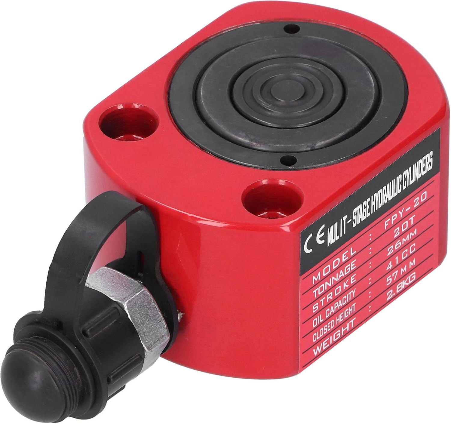 Cilindros de Elevación Hidráulicos, 20T Gato de Cilindro Hidráulico Hueco, Mini Simple Efecto ...