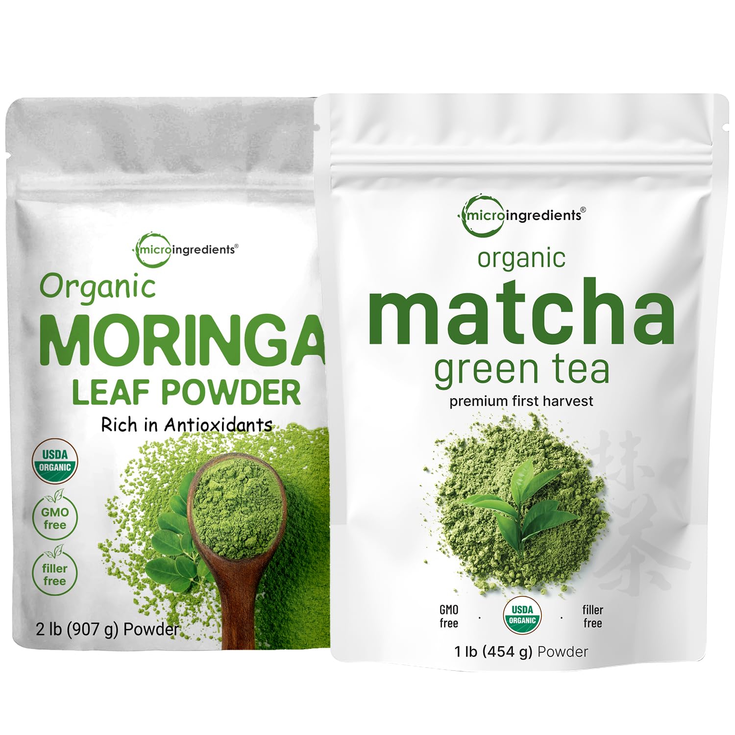 Amazon.com: Micro Ingredients Matcha Green Tea Powder 1lb & Moringa ...