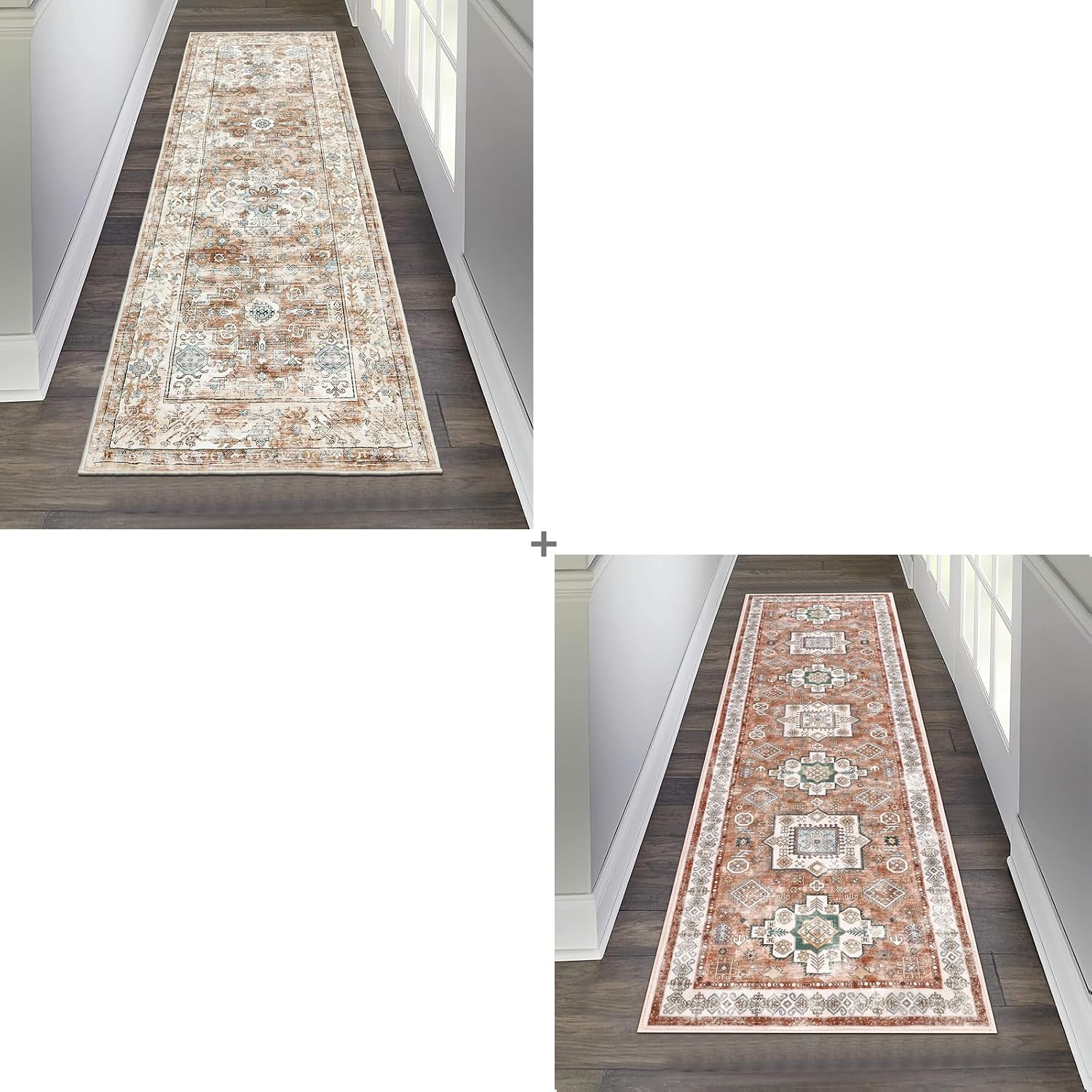Amazon.com: Pauwer 2x6 Vintage Cream Tan Runner Rug & 2x6 Red Runner ...