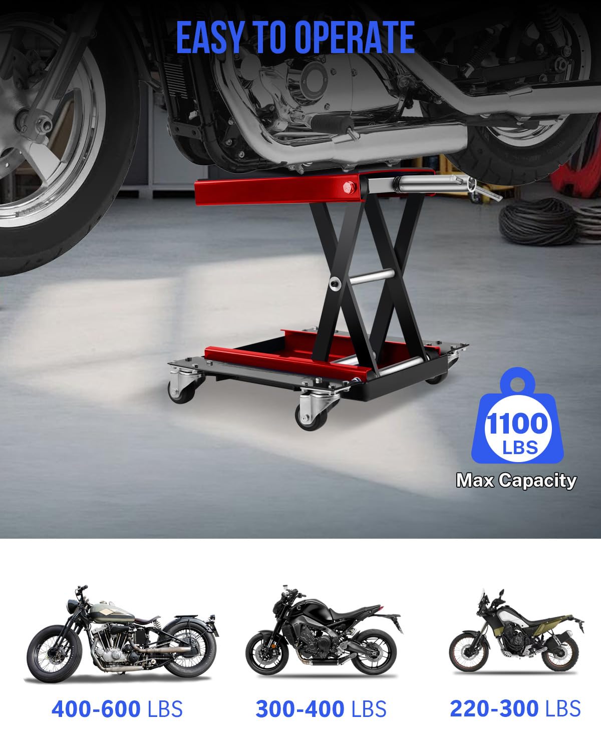 Motorcycle Lift LiftMaster 1100 LB Motorcycle Center Scissor Lift Jack ...