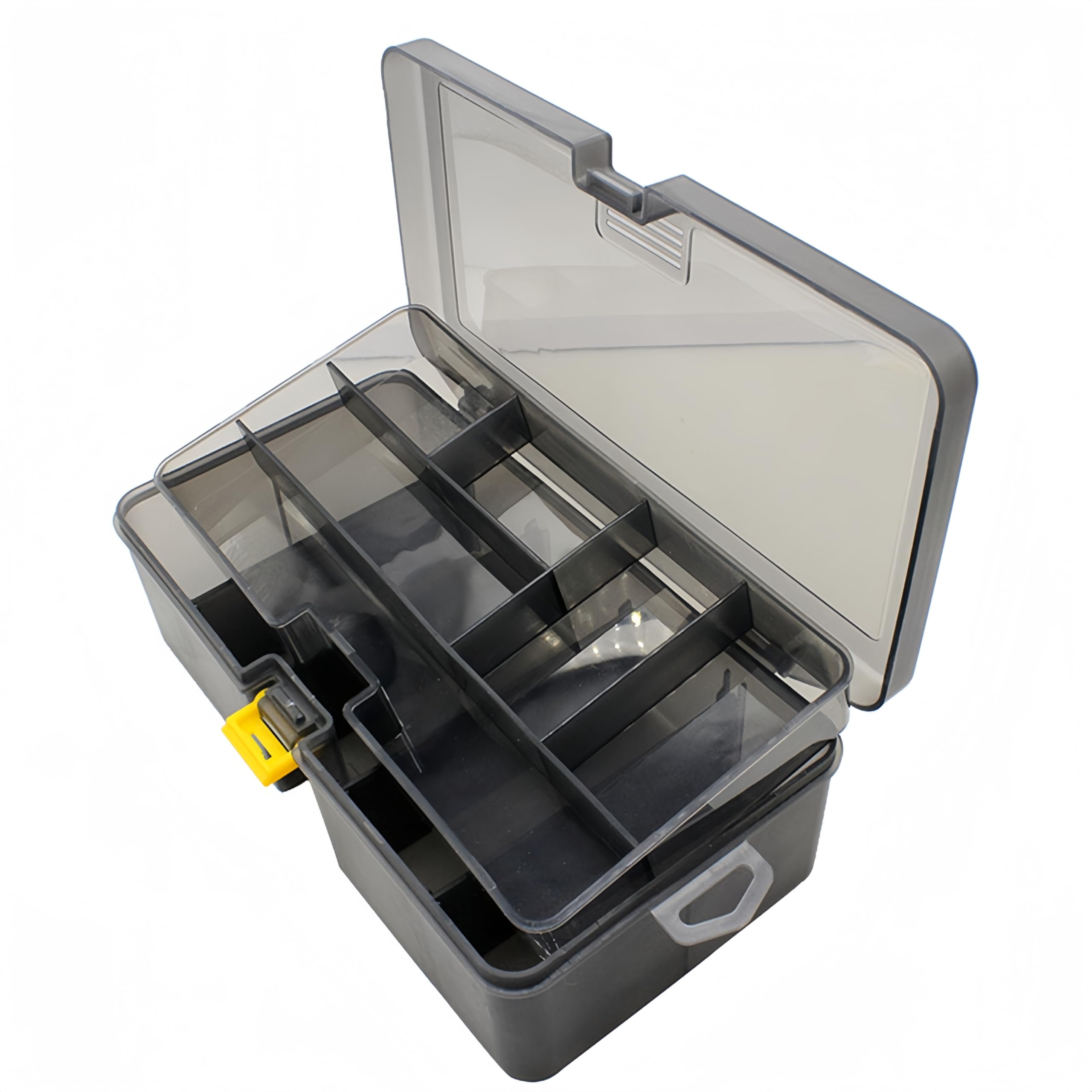 HYEIUIRA Fishing Tackle Box Fishing Bait Box Double Layer Gray ...