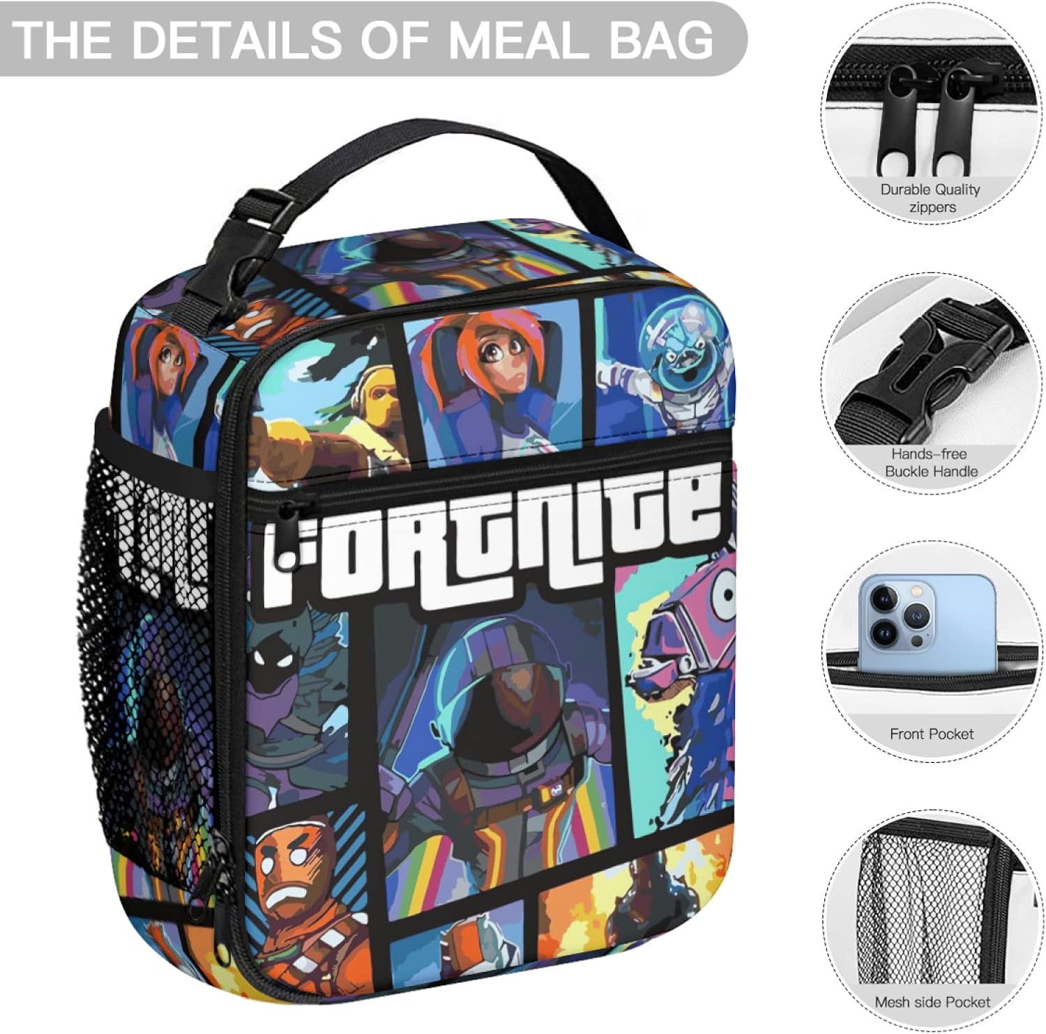 Lonchera de anime, bolsa de almuerzo aislada para niños, 10.2 pulgadas ...