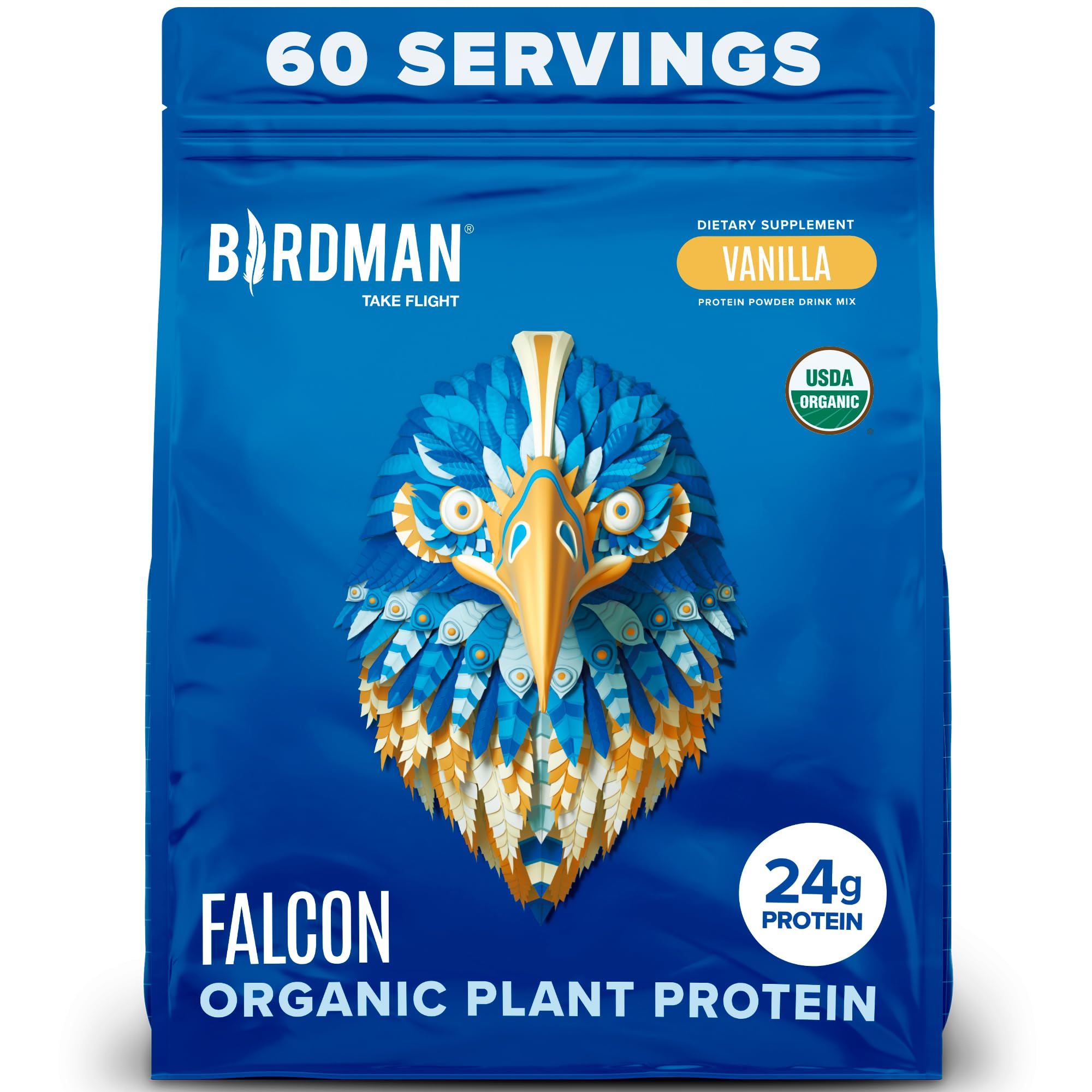 Amazon.com: BIRDMAN Falcon Vegan Protein Powder Organic, Stevia & Sugar ...