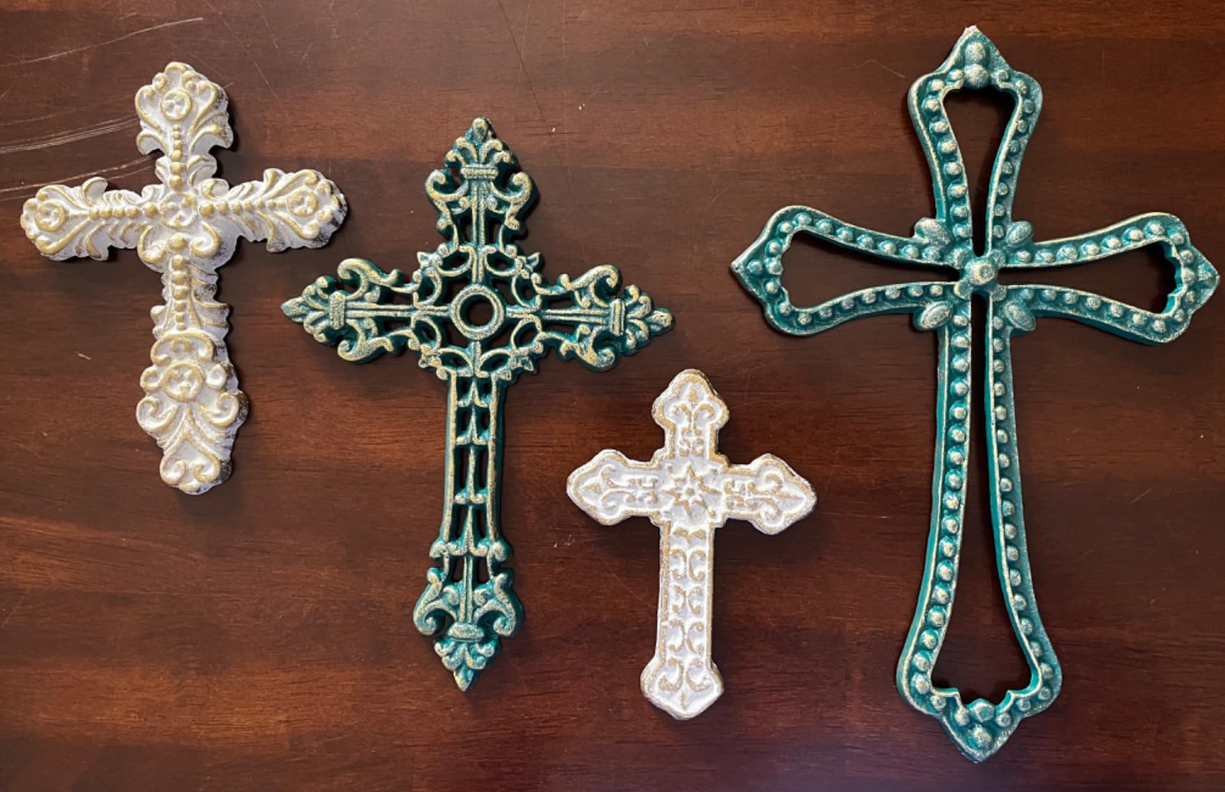Amazon.com: Sungmor 4PC Heavy & Sturdy Embossed Cast Iron Cross Decor ...