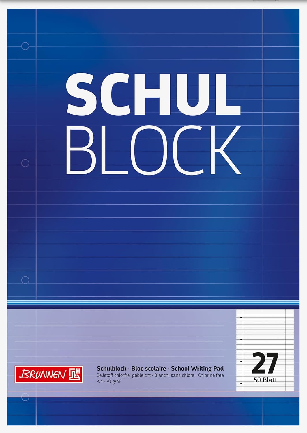Brunnen 1052527 school block / notepad (A4, 50 sheets, lined, with ...