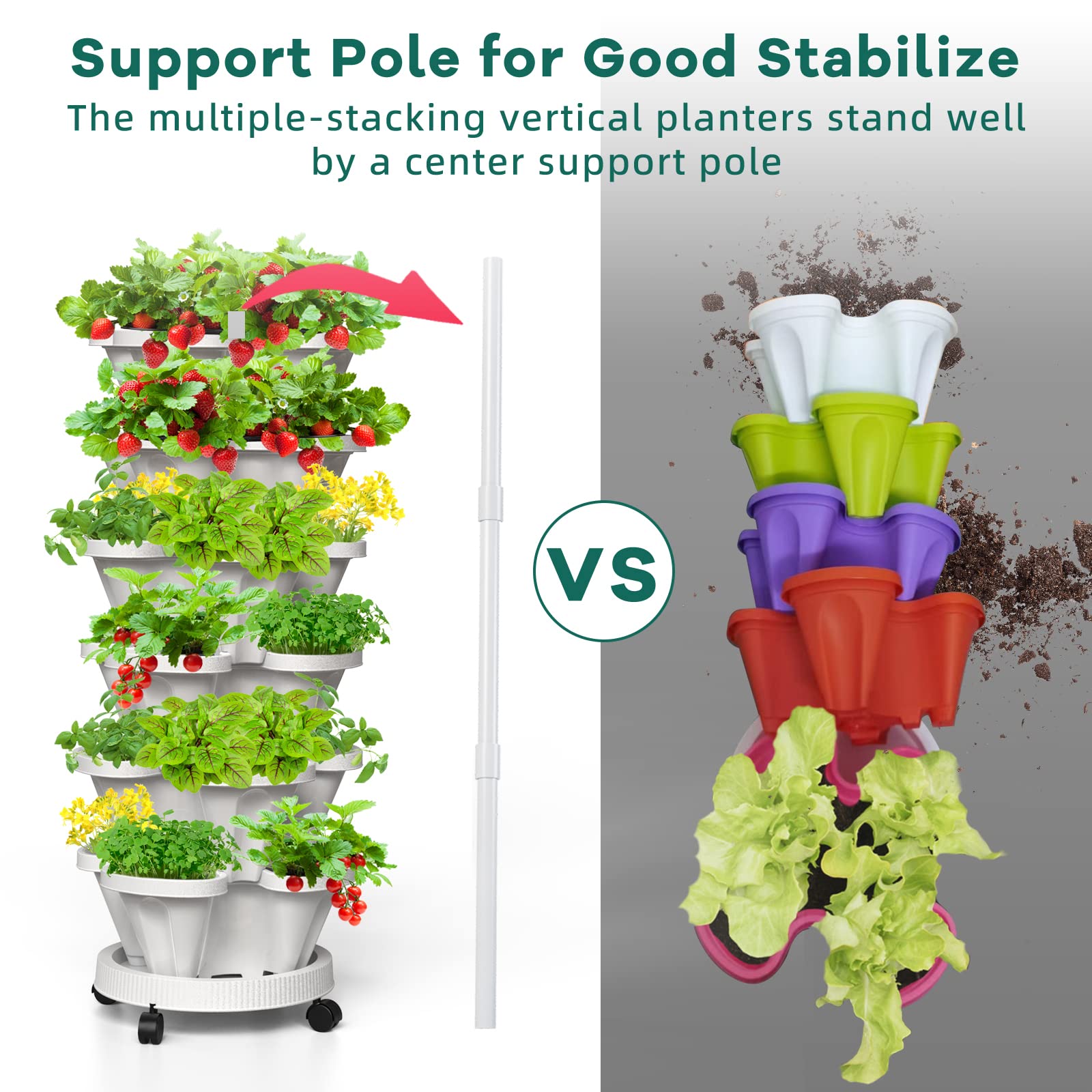Snapklik.com : Tectsia Strawberry Vertical Planter 2 Pack, 6 Tiered ...