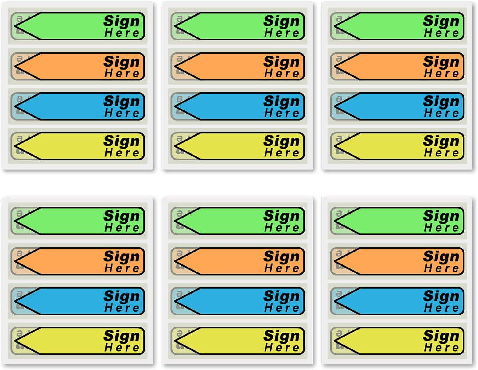 Amazon.com : 600pcs Stickers(6 Pack) Sign Here Labels, Sign Here Flags ...