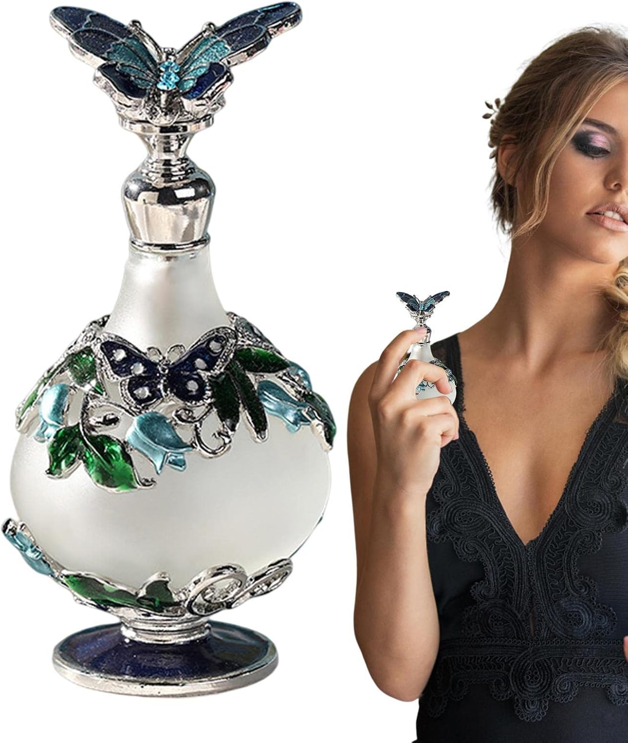 Amazon.com: Vintage Decorative Glass Perfume, Butterfly Vintage Perfume ...