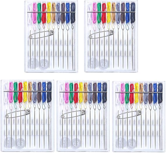 Pre-Threaded Needle Kit, 5 Boxes 40 Pieces Assorted Colors Pre Threaded ...