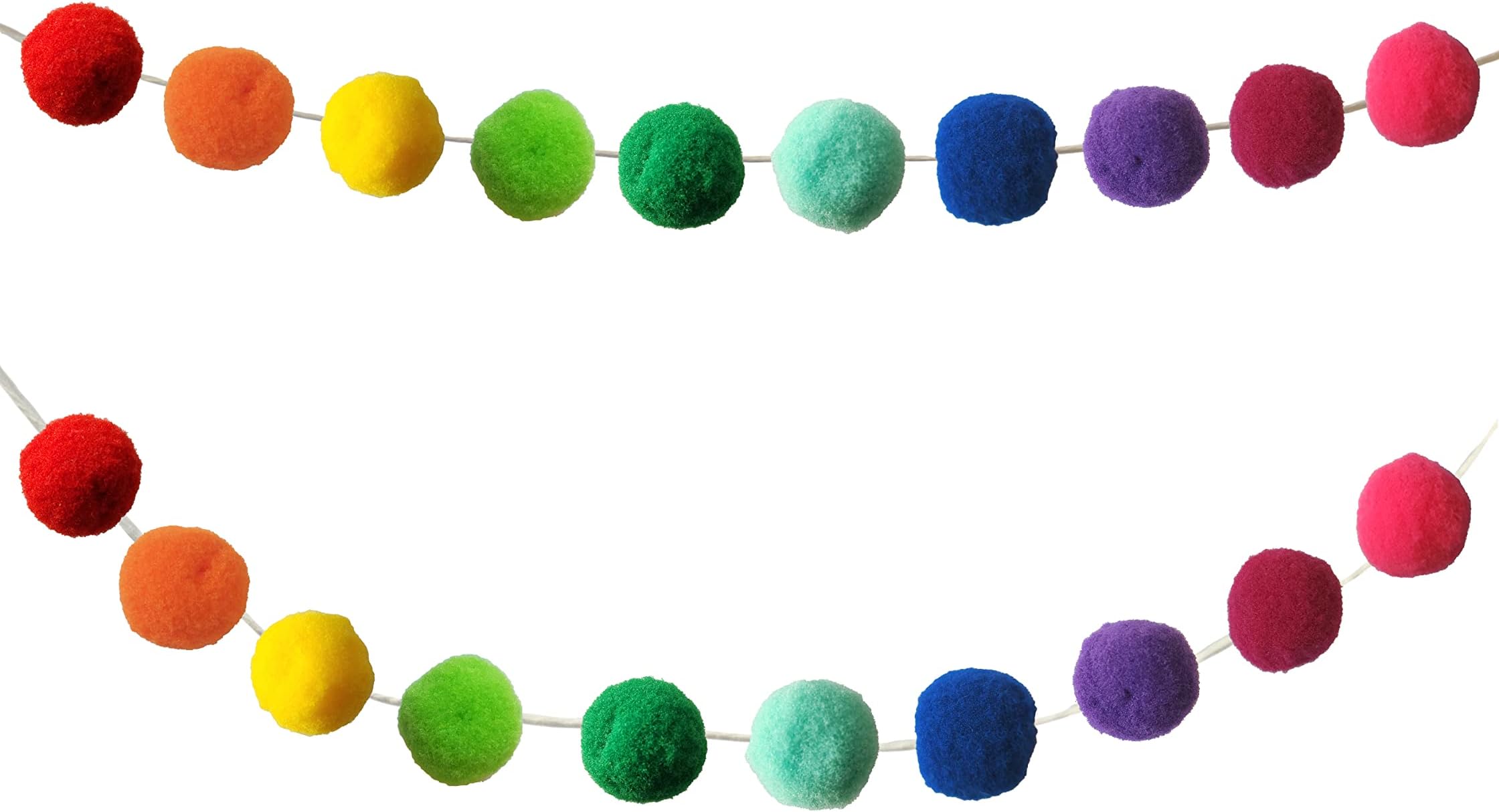 Amazon.com : Carson Dellosa 2-Piece Felt Ball Rainbow Pom Pom Garland ...