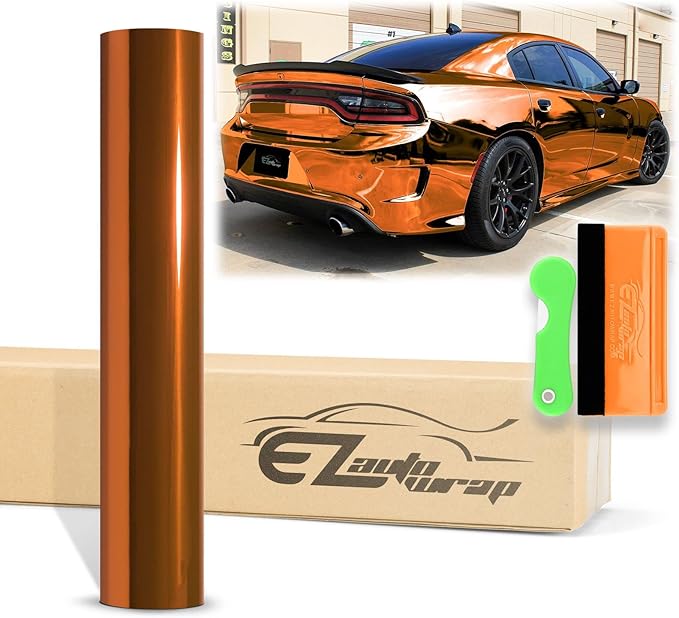 Amazon.com: 12"x60" (1FTx5FT) Supercast Chrome Orange Vinyl Wrap ...