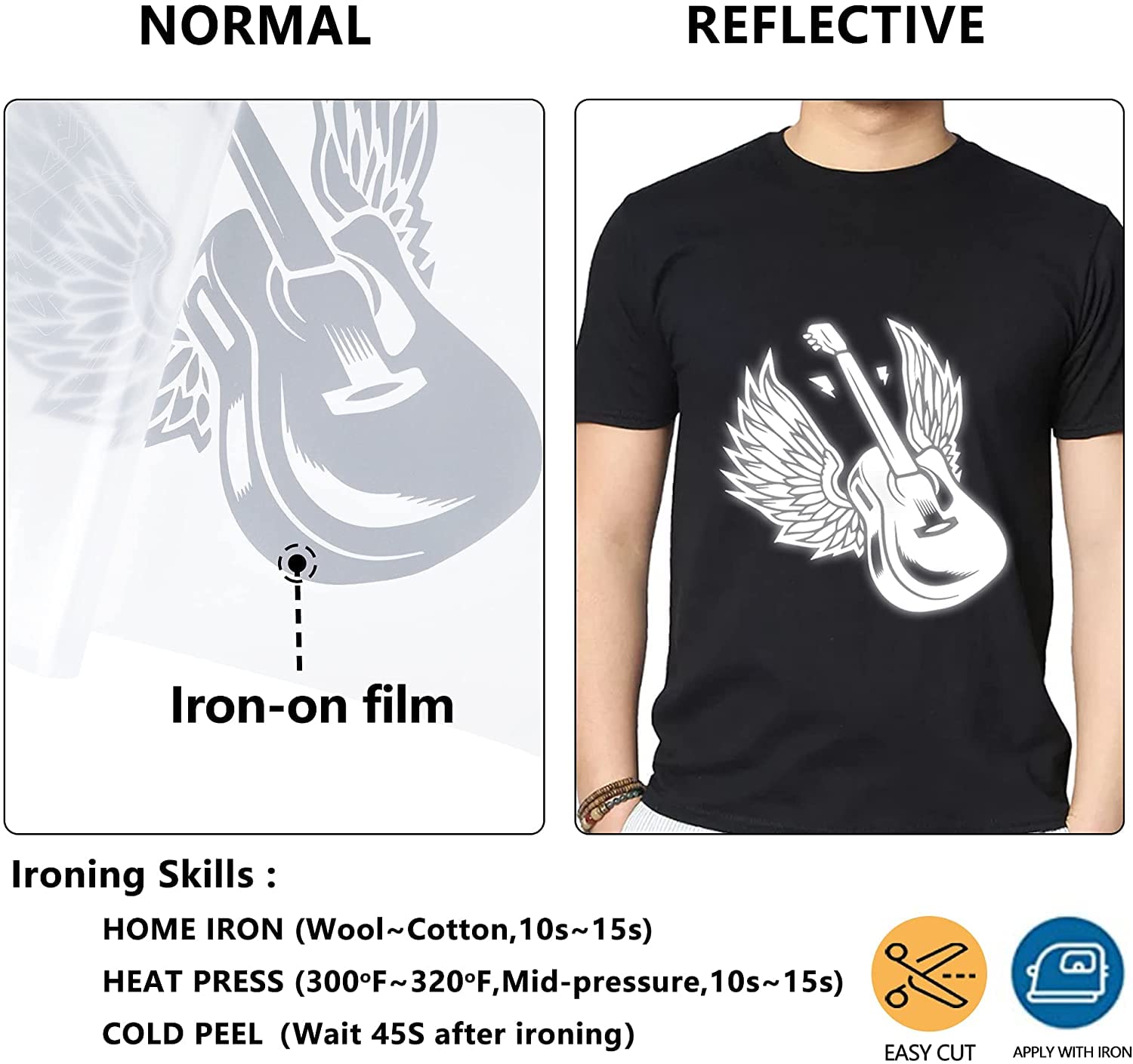 Snapklik.com : HTVVETUR Reflective Gray Heat Transfer Vinyl Roll - 12 ...