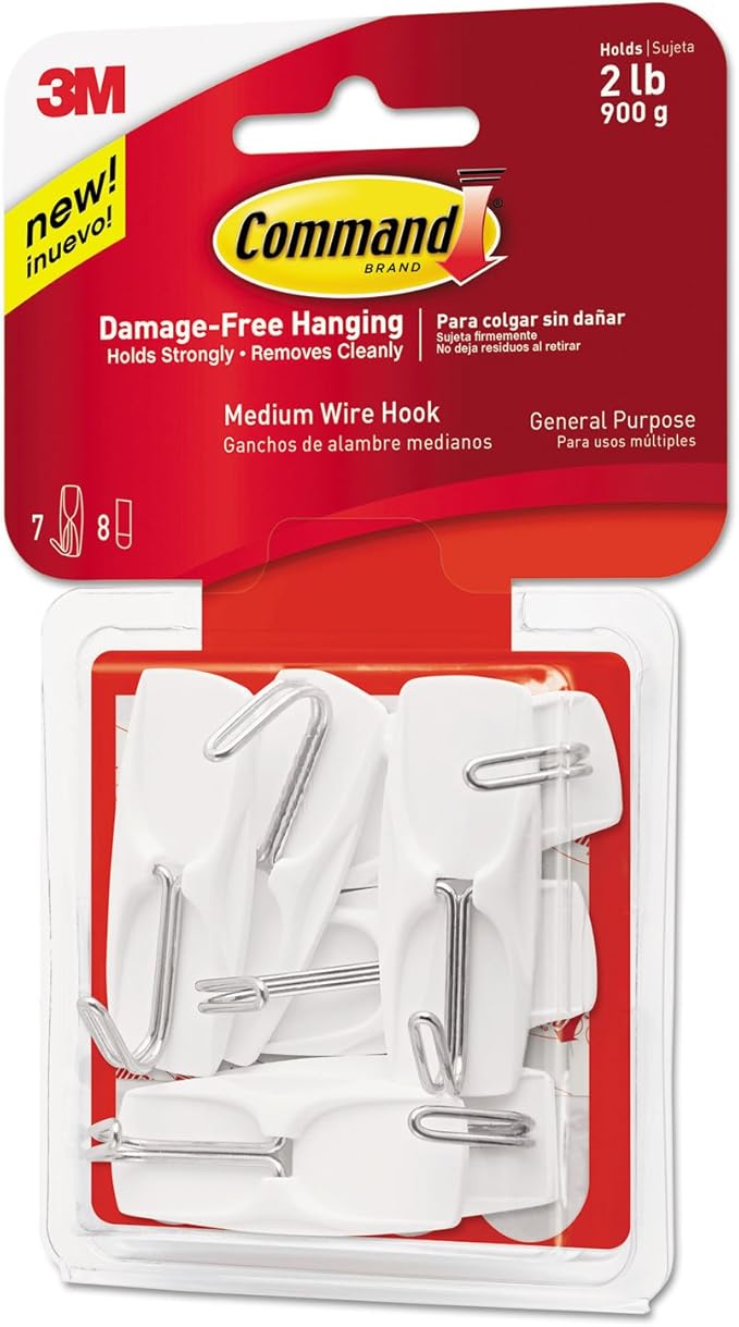 Command Wire Toggle Hook Value Pack, Medium, White, 7-Hooks (17065-7ES ...
