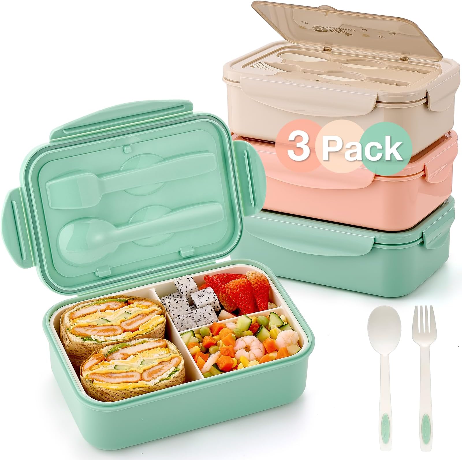 Amazon.com: NatraProw Bento Box for Kids/Adults, 4 Compartment Leak ...