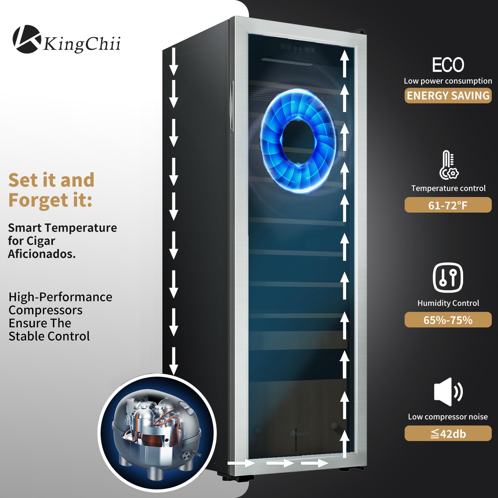 Snapklik.com : KingChii Upgrade 130L Electric Cigar Humidor Temperature ...