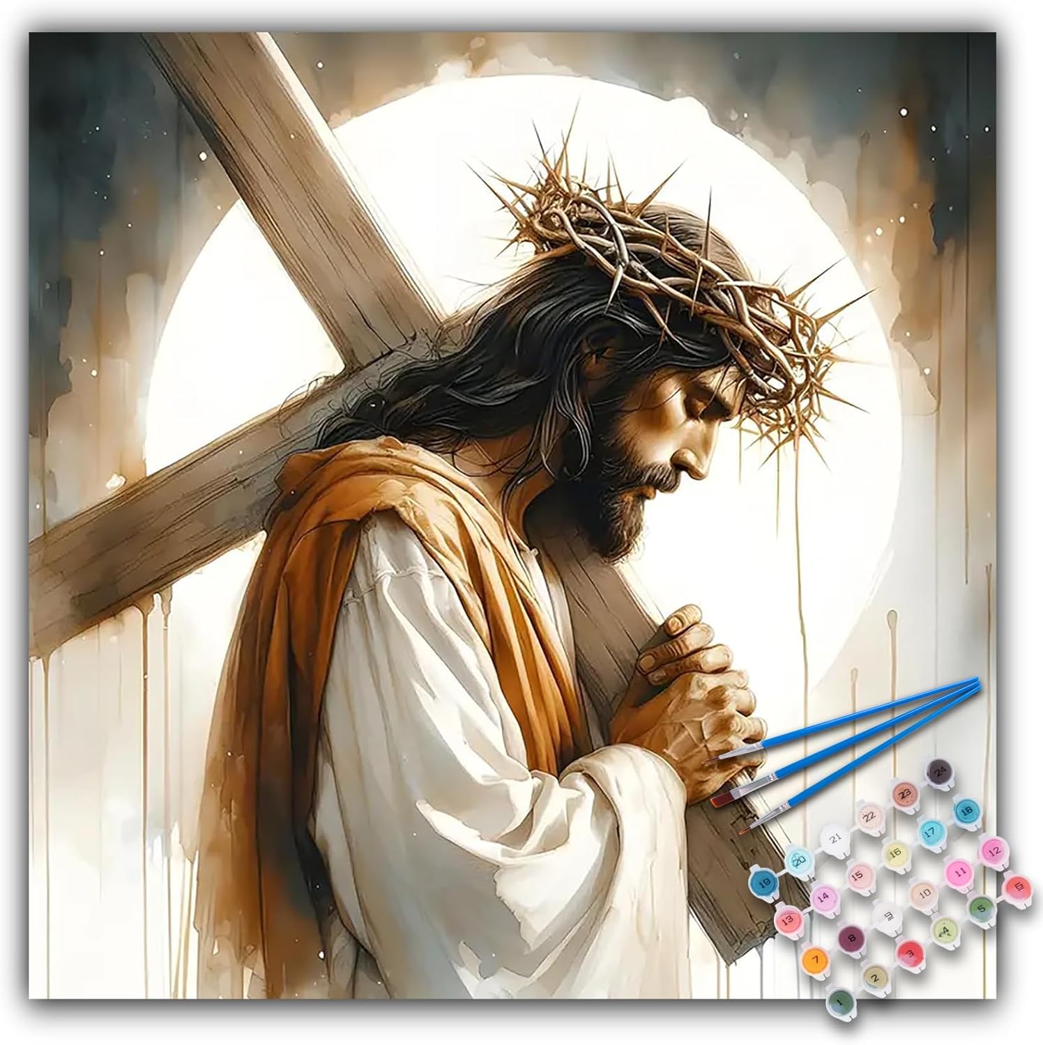 Amazon.com: Paint by Numbers Kit for Adults - Jesus Cross Acrylic Adult ...