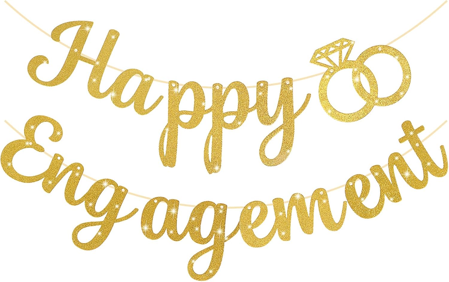 Amazon.com: Gold Glitter Happy Engagement Banner DIY Engagement Party ...